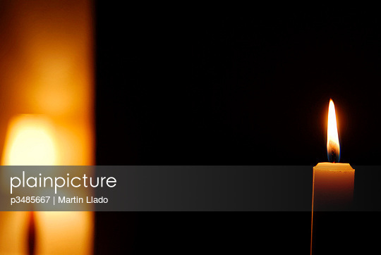 Candle and lamp inside apartment, Copenhagen, Denmark. - Stock Image ...
