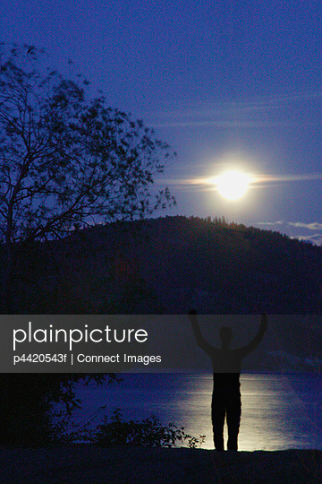 Person enjoys moonlight - Stock Image - Everypixel