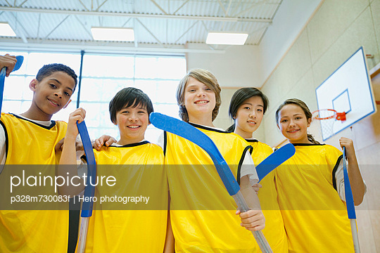 Middle school floor hockey team. - Stock Image - Everypixel