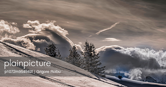 Winter storm on top of the mountain - Stock Image - Everypixel