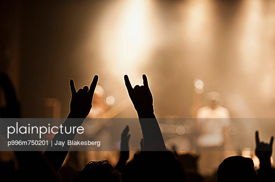 People Putting Their Hands Up In A Crowd At A Rock Concert. - Stock ...