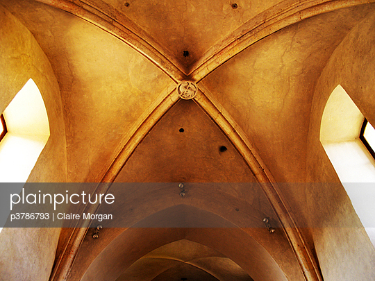 Yellow ochre church ceiling - Stock Image - Everypixel