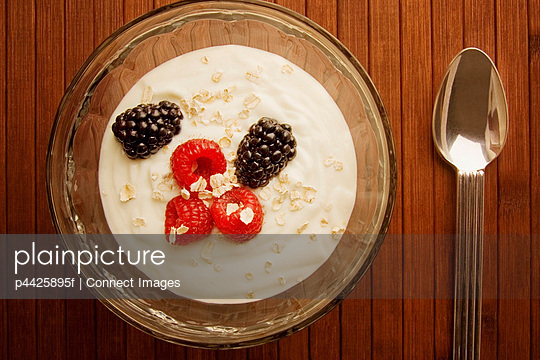 A bowl of yogurt and fruit - Stock Image - Everypixel